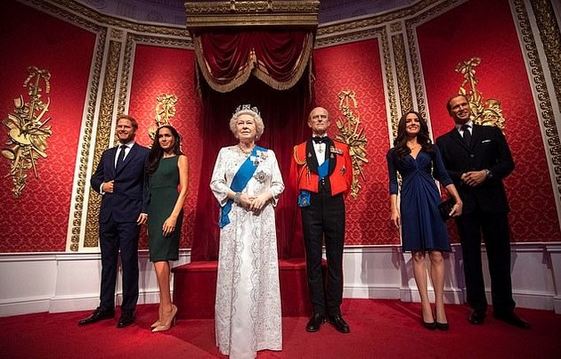 Wax figures of Megan and Harry separated from the royal family at the ...