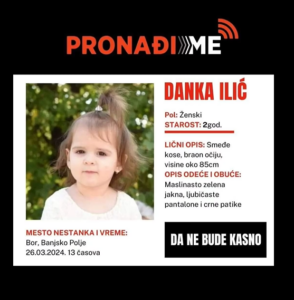 Поминаа 24 часа од исчезнувањето на двегодишната Данка Илиќ – ќе ...